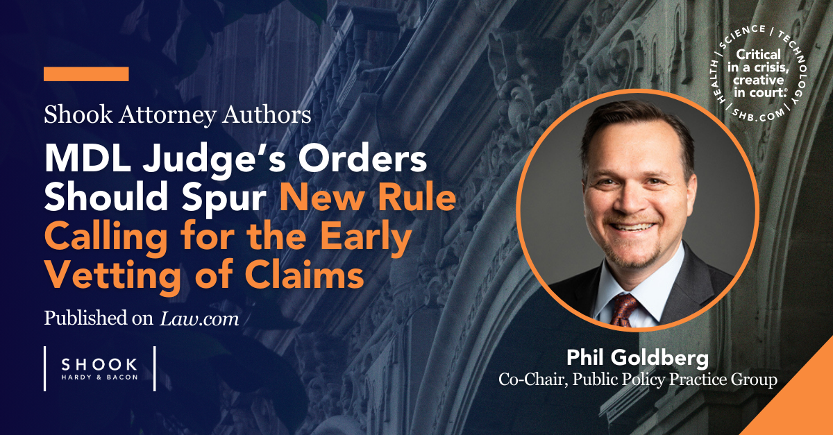 Goldberg: New Rule Calling for Early Vetting of Claims Needed ...